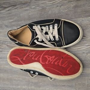 Shoes | Lv Black And Red Bottoms Sneakers | Poshmark